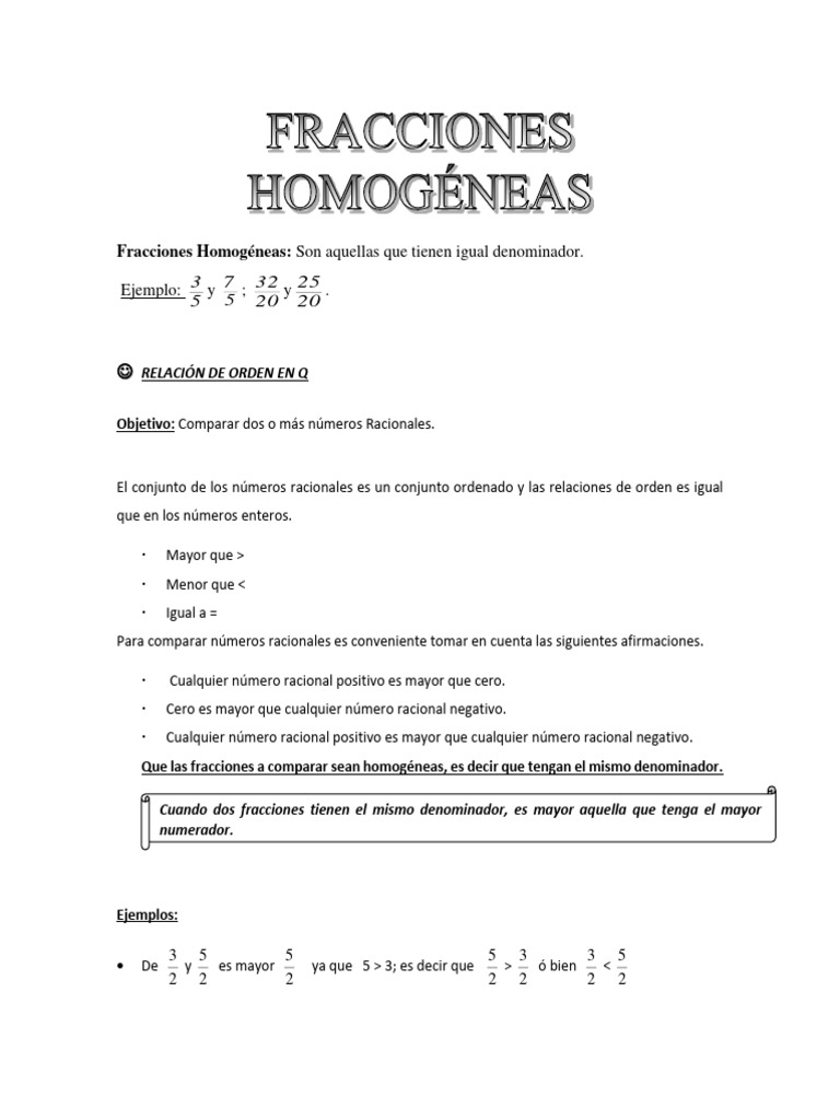 Fraccionarios Homogeneos | PDF | Multiplicación | Álgebra