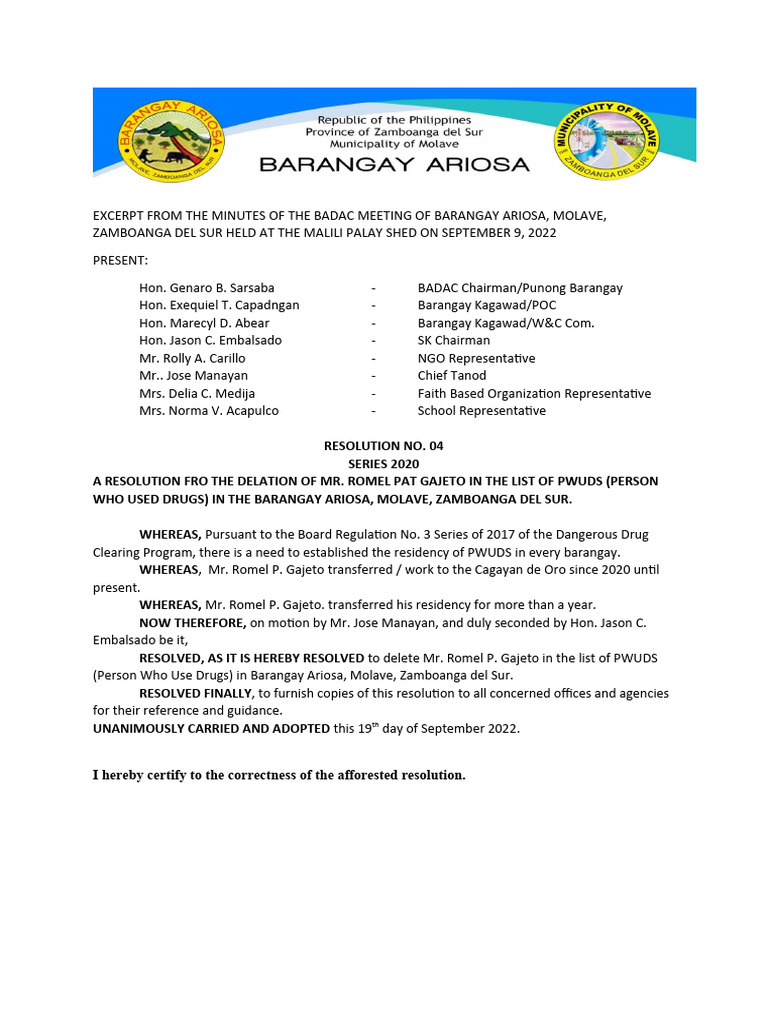 Badac Resolution | PDF