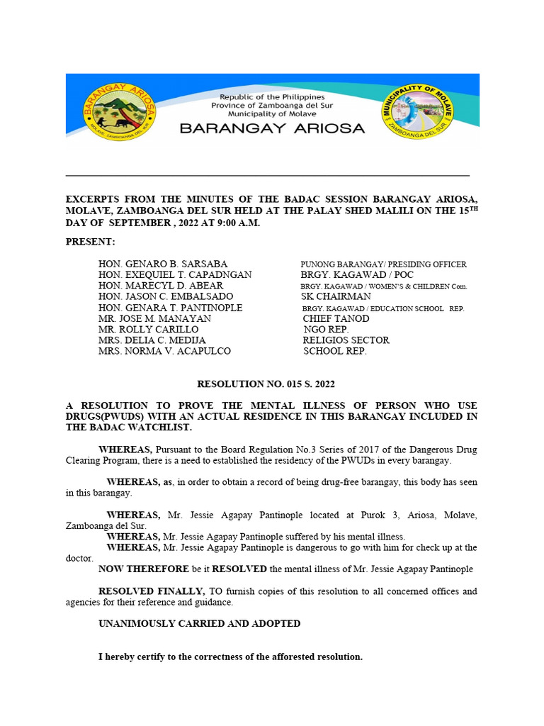 Resolution No 20 Non Residency | PDF