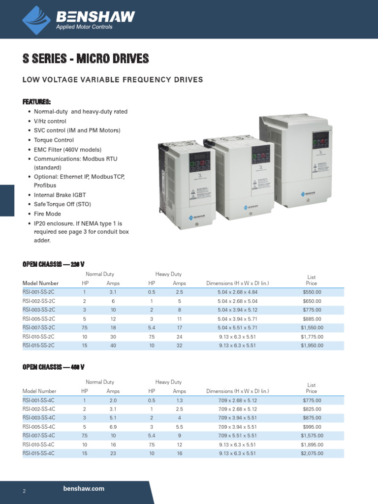 Benshaw S Series VFD | PDF | Electrical Components | Information And Communications Technology