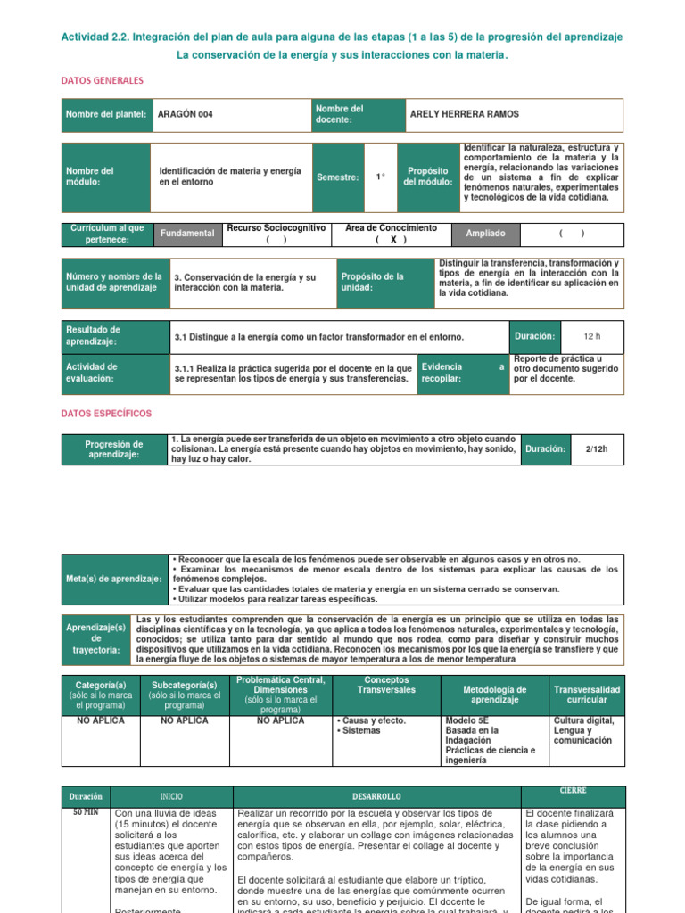 Actividad 2.2 PLAN DE AULA PROGRESIÓN 1 | PDF | Aprendizaje | Importar