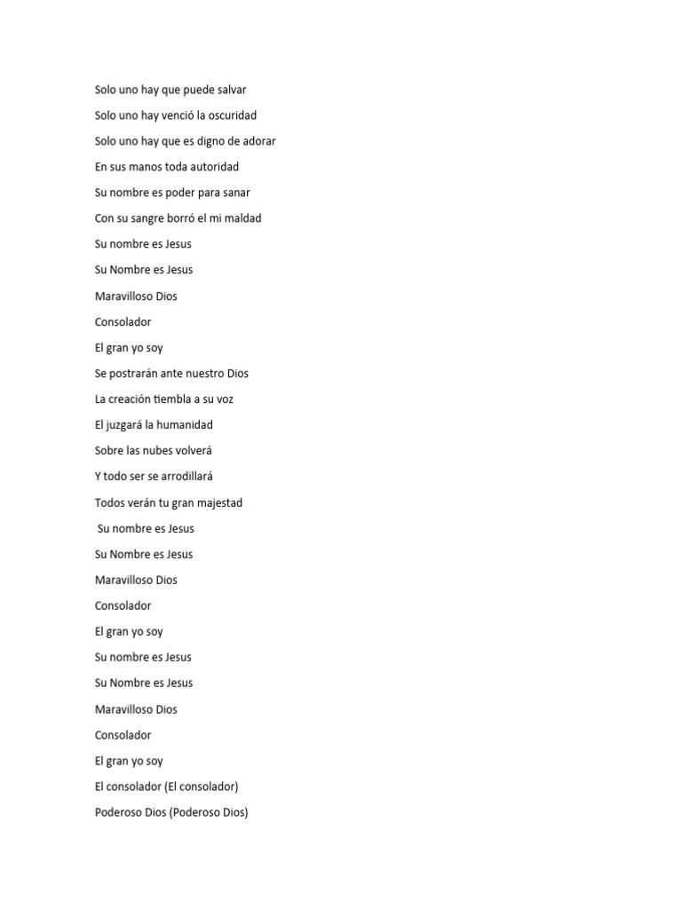 Letra Su Nombre Es Jesús | PDF