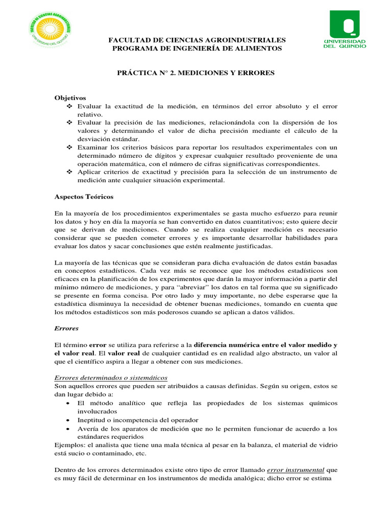 Práctica #2 - Mediciones y Errores | PDF
