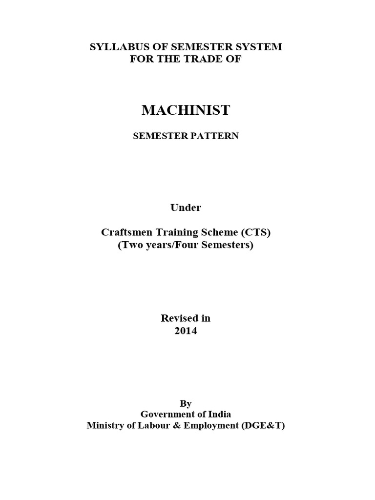 Cts-Machinist Syllabus | PDF | Equations | Occupational Safety And Health