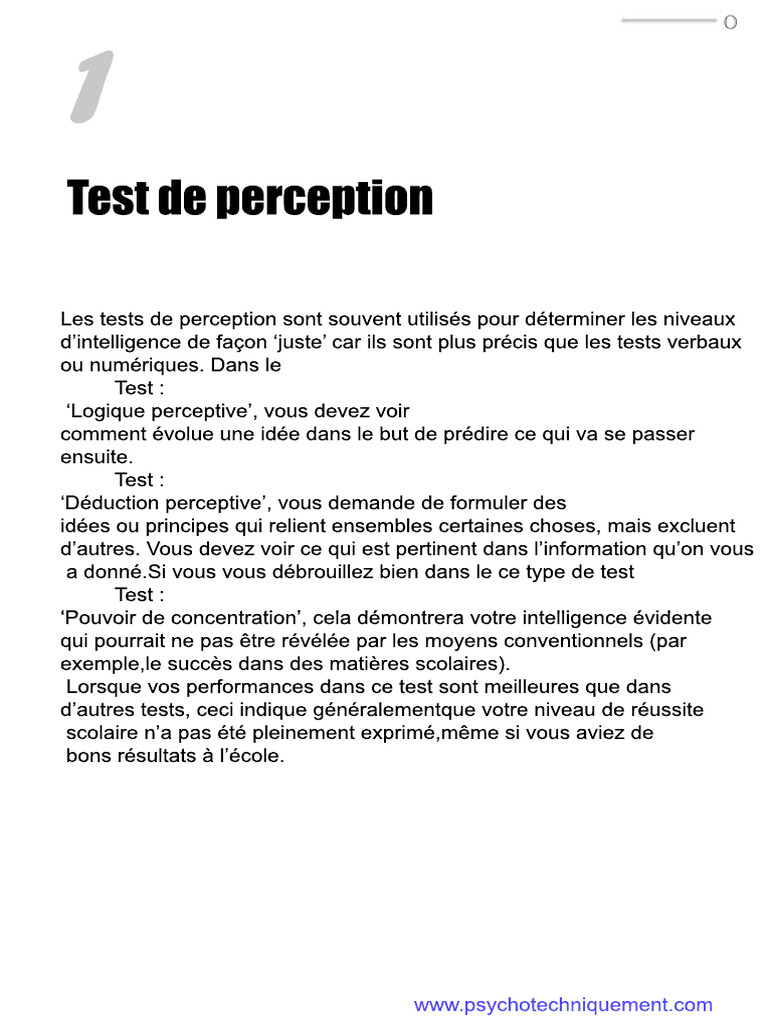 Tests Psychotechniques Niveau 3 | PDF