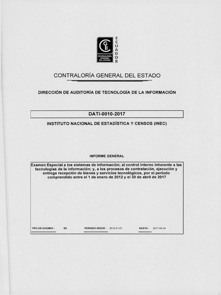 Informe Contraloria General Estado Ecuador | PDF | Índice de precios al ...