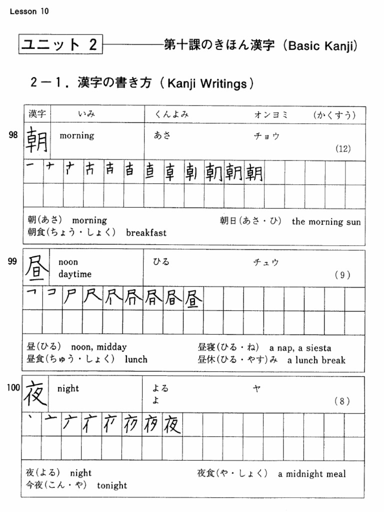 Basic Kanji Book 1 Minna No Nihongo Bab 10 | PDF