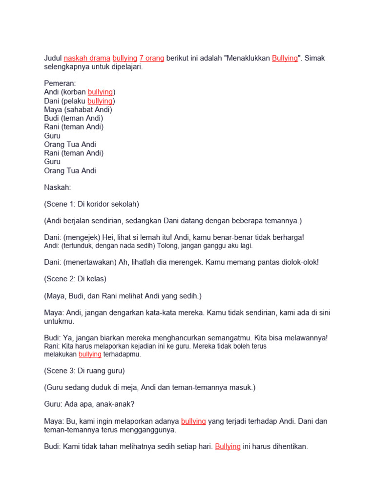 Naskah Drama Bullying 7 Orang | PDF