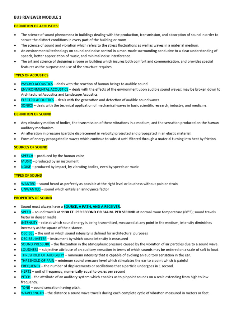 Bu3 Reviewer | PDF | Sound | Acoustics