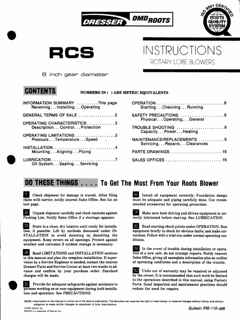 Rcs Manual 8inch Dresser Roots_irb 116 498_manual Del Blower Roots 824 ...