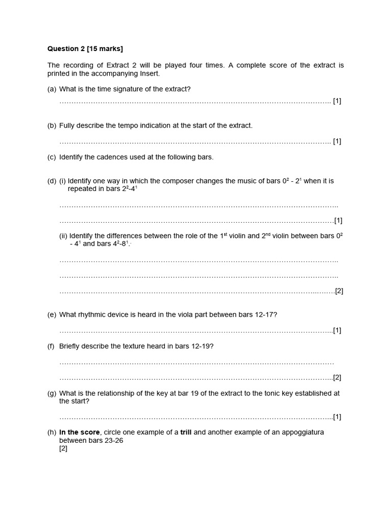 Music Analysis Questions and Answers | PDF
