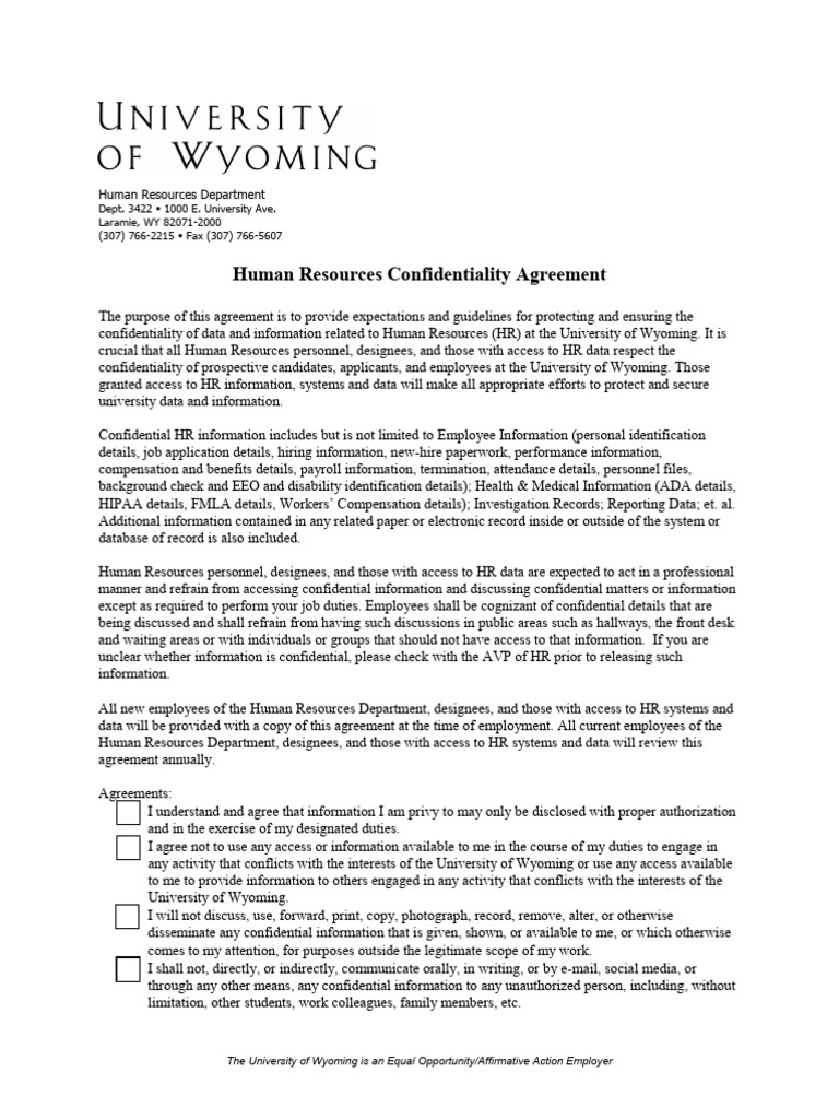 HR Confidentiality Form | PDF | Human Resource Management | Human Resources