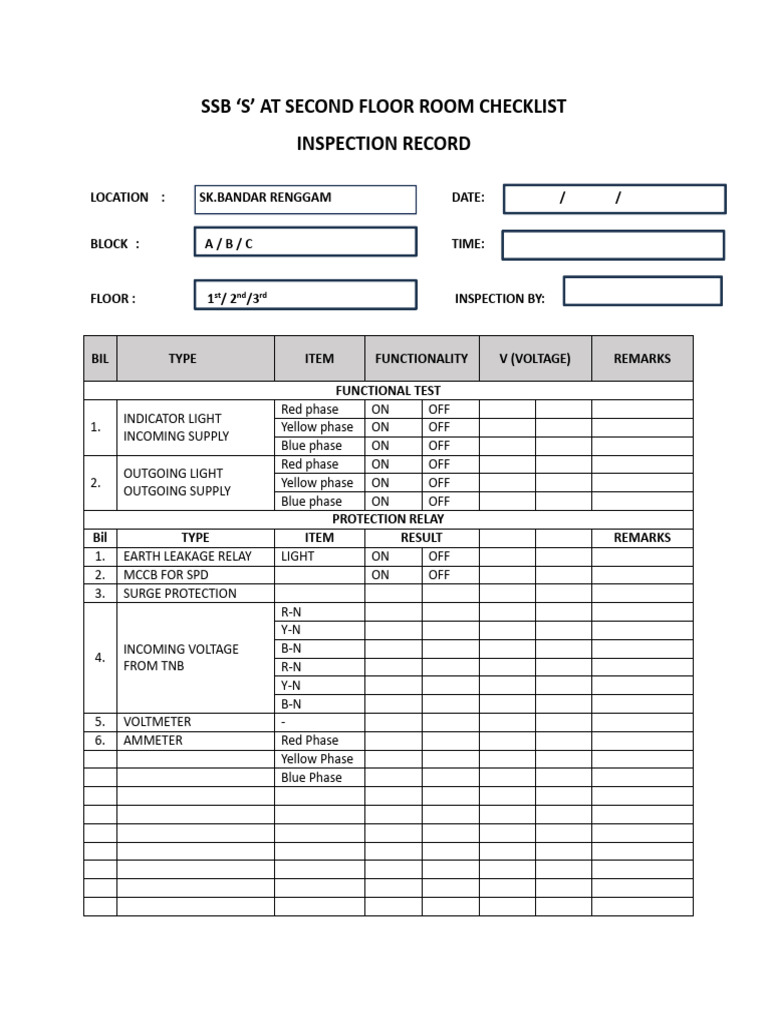 SSB S at Second Floor Checklist | PDF | Electrical Engineering | Power ...