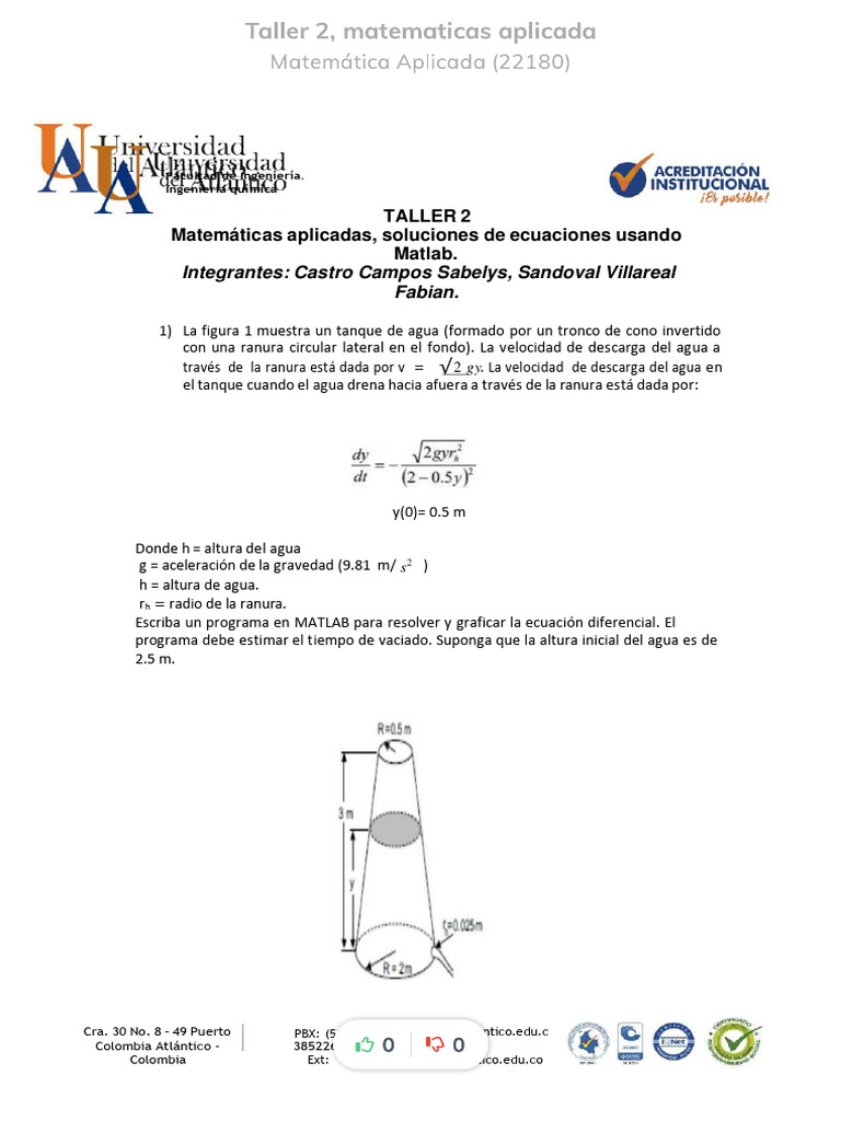 Taller 2 Matematicas Aplicada Compress | PDF | Ecuaciones | Matemáticas