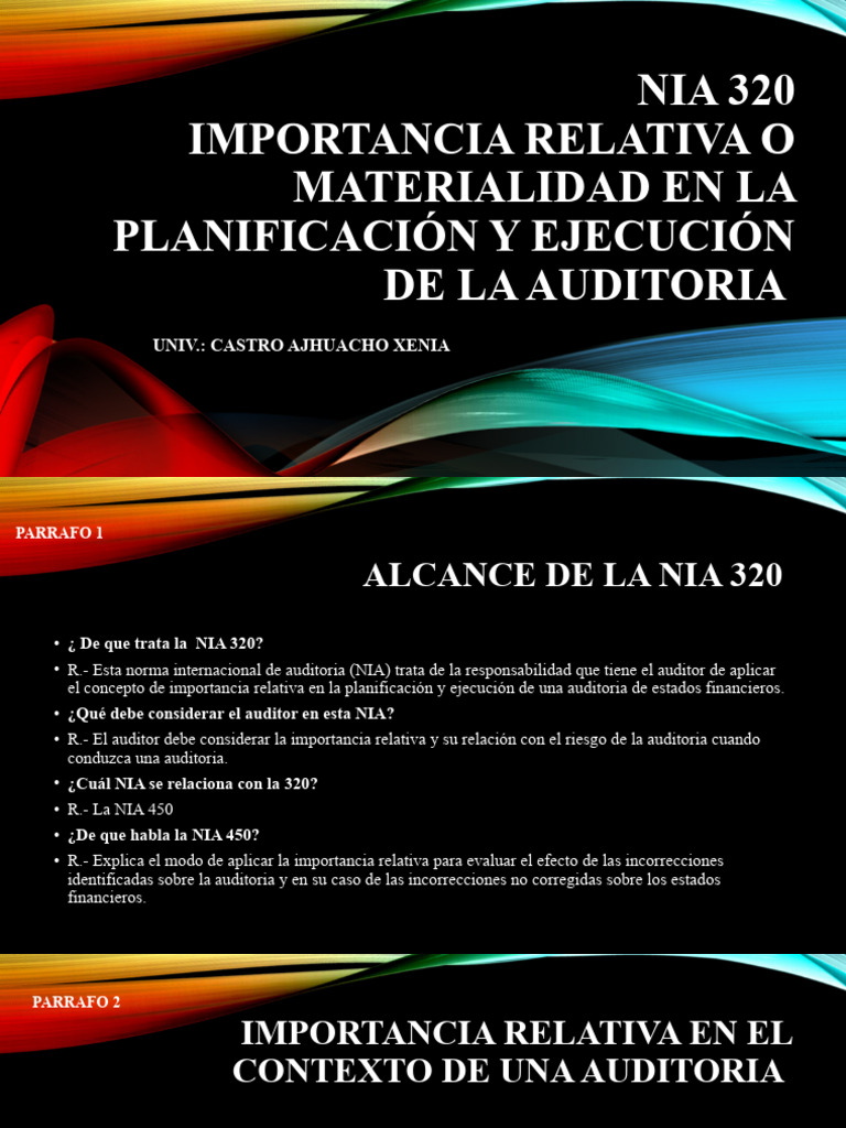 Nia 320 | PDF | Auditoría | Estado financiero