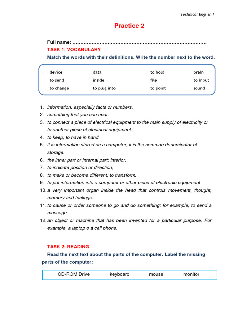 PRÁCTICA COMÚN 2 Technical English I | PDF | Computer Data Storage | Random Access Memory