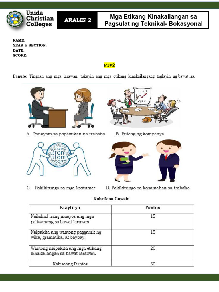 PT#2-Mga Etikang Kinakailangan Sa Pagsulat NG Teknikal - Bokasyonal | PDF
