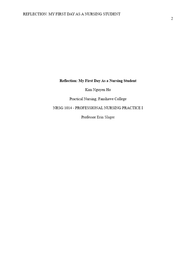Reflection 1 Professional Nursing | PDF | Nursing