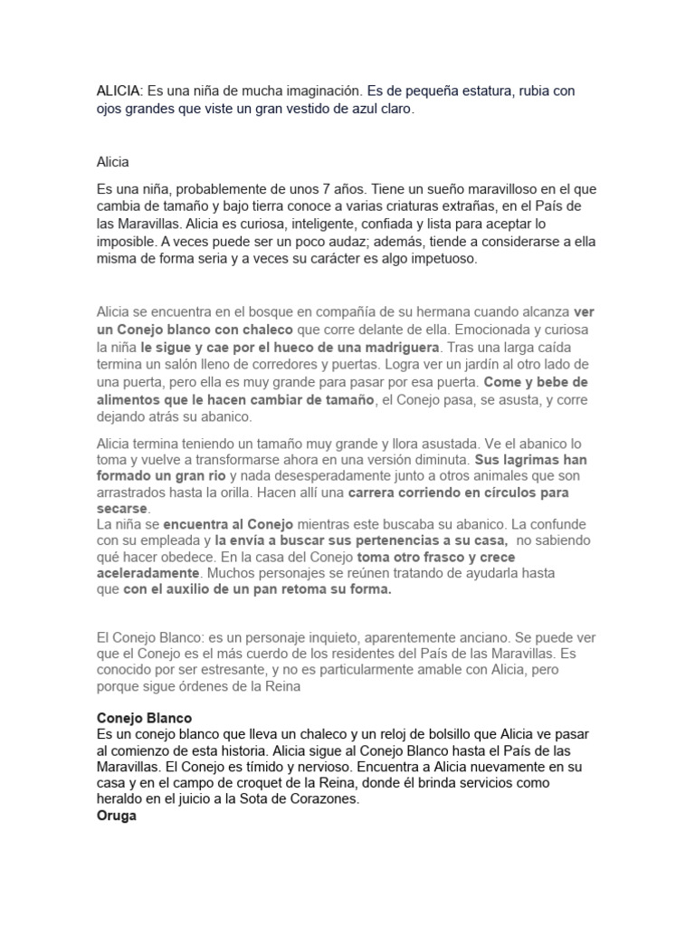 Alicia | PDF | Las aventuras de Alicia en el País de las Maravillas ...