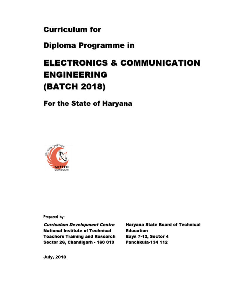 Study Scheme & Curriculum - Electronics & Communication Engg. - Batch 2018 Onwards | PDF ...