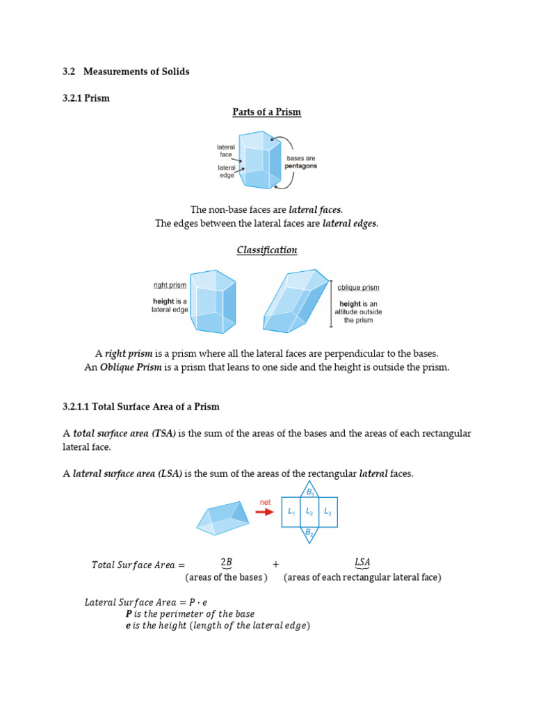 Chapter 3.2 Measurements of Solids | PDF | Sphere | Area
