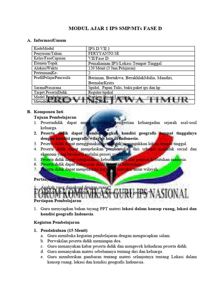 Ips SMP Kelas Vii - Modul Ajar 1.2 (Bab 1) | PDF
