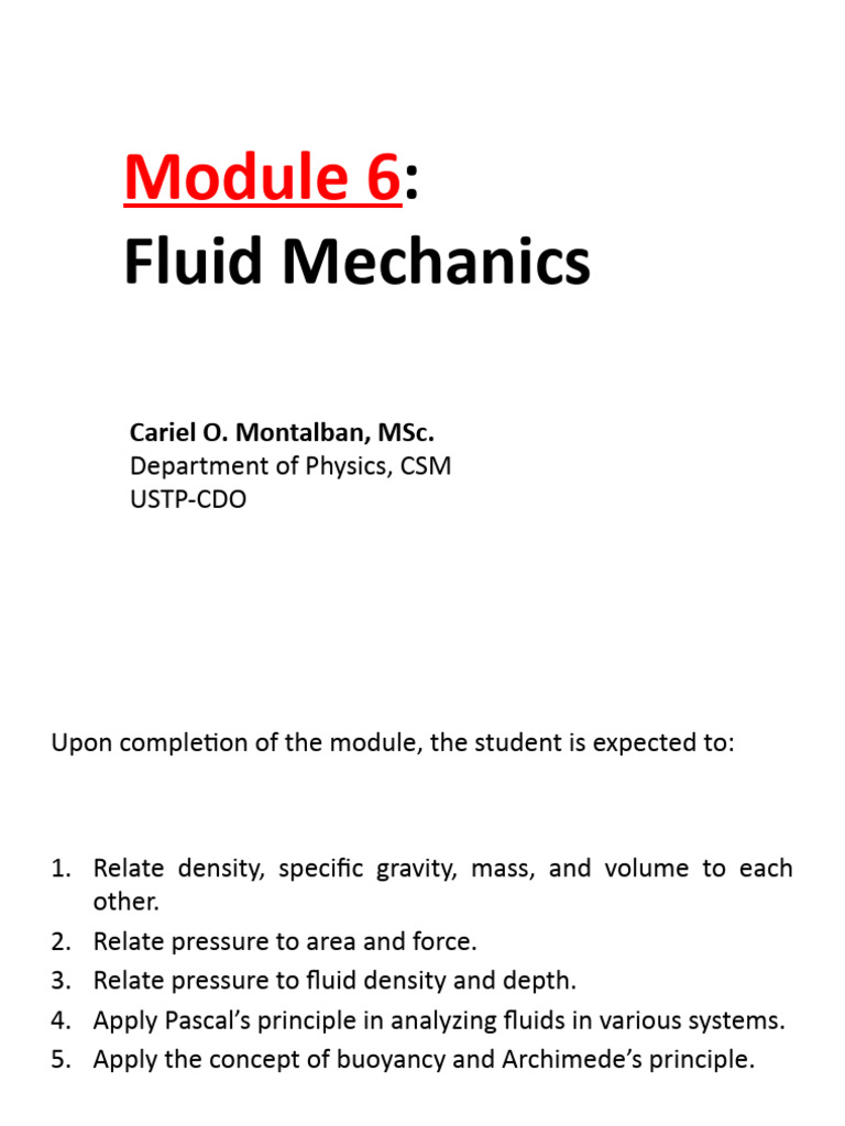 Module 6 Fluid Mechanics | PDF