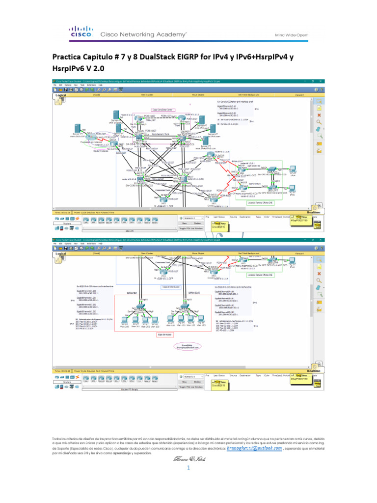 Practica Capitulo 7 y 8 DualStack EIGRP For IPv4 y IPv6+HsrpIPv4 y HsrpIPv6 V 2.0 | PDF