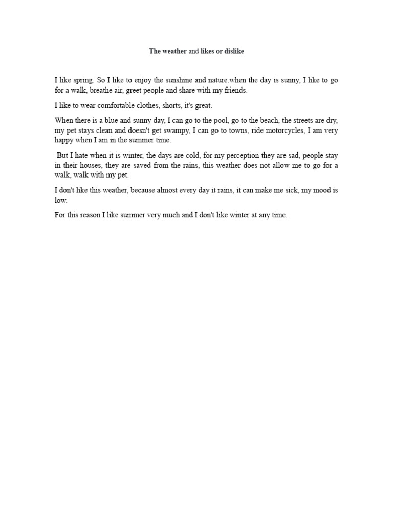 The Weather and Likes or Dislike - Duber González | PDF