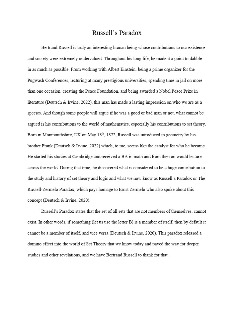 Bertrand Russell - Russell's Paradox | PDF