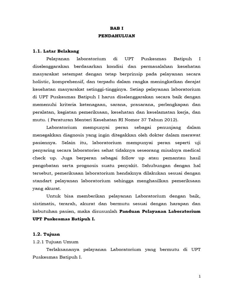 Isi Panduan Pelayanan Laboratorium | PDF | Pengembangan Diri | Sains ...