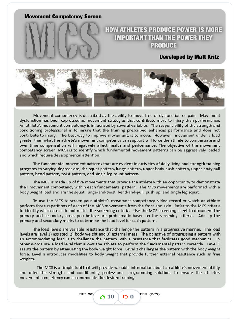 Movement Competency Screen Overview | PDF | Anatomical Terms Of Motion ...