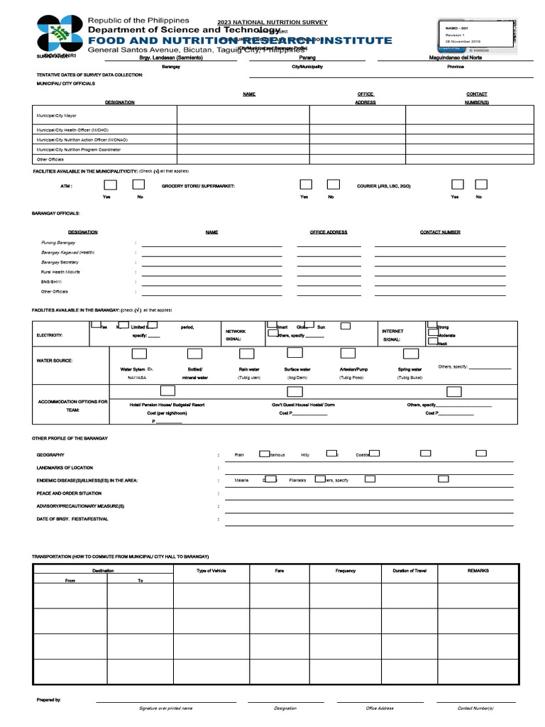 Pre-Survey Notes Maguindanao Parang, Landasan (Sarmiento) | PDF