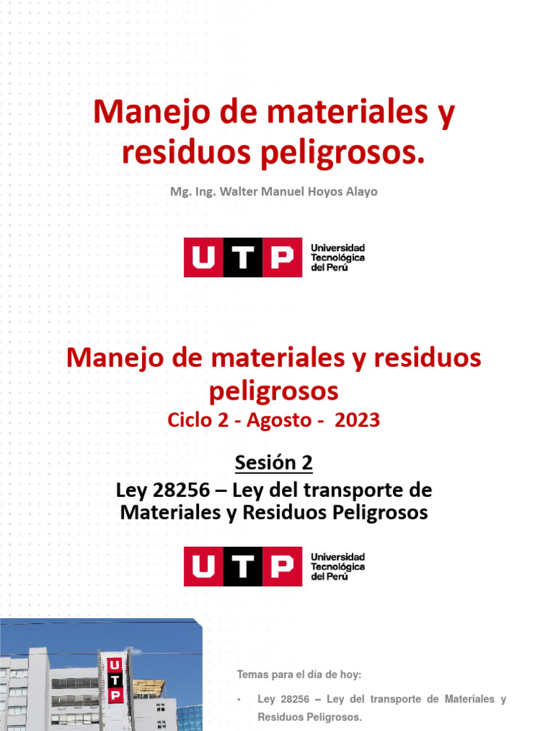 S02.s1 Ley 28256 - Ley Transporte Materiales y Residuos Peligrosos ...