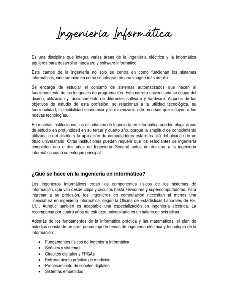 Ingeniería Informática | PDF