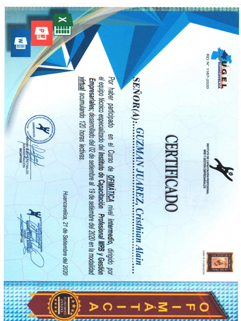Ofimatica Certificado Ugel | PDF