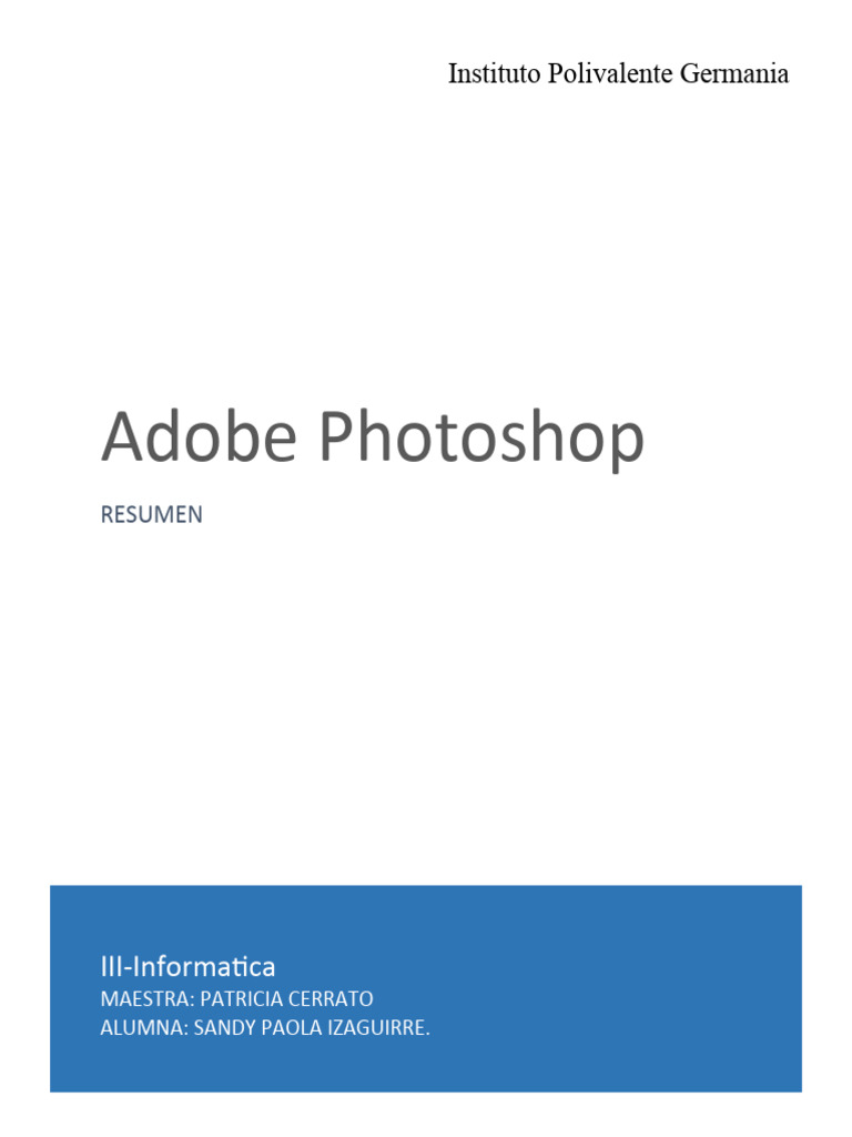 Resumen de Adobe Photoshop | PDF