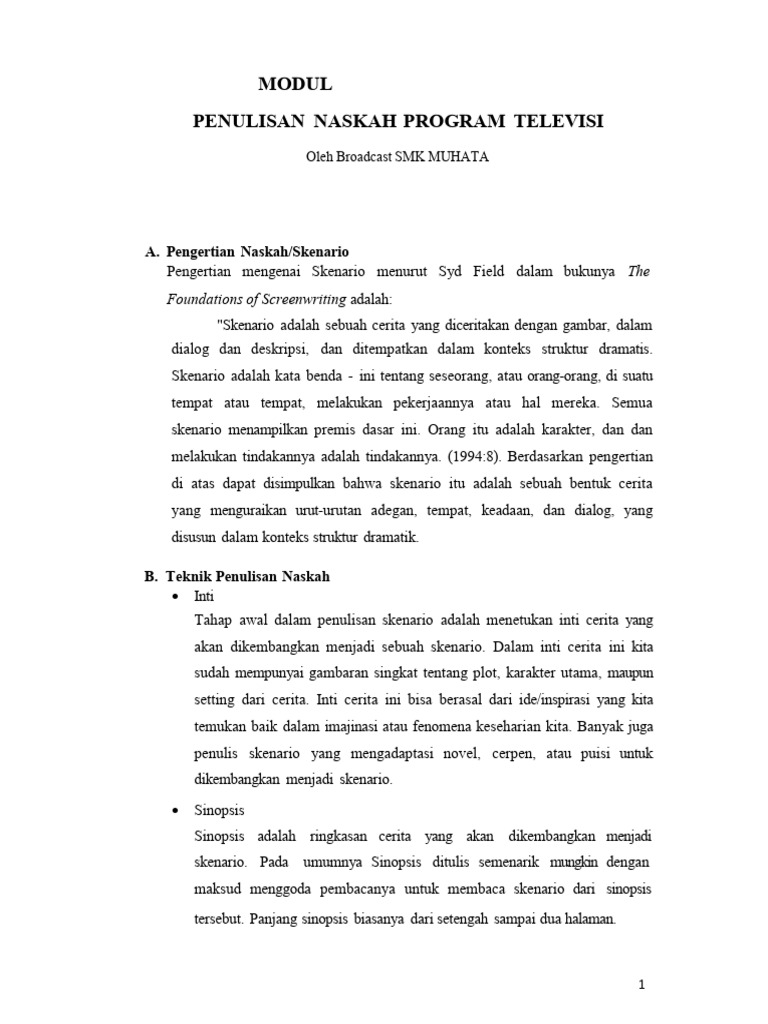 Panduan Penulisan Naskah TV | PDF | Kajian Bahasa Asing | Seni