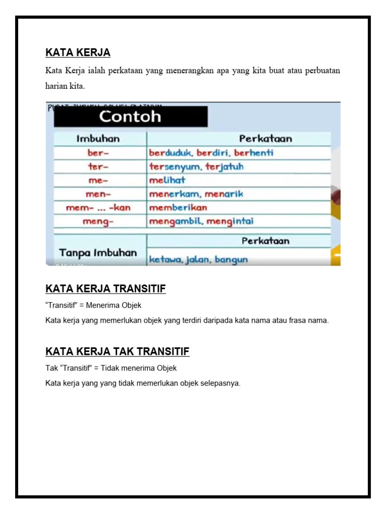 Kata Kerja Transitif Dan Tak Transitif - Ayat Aktif Dan Pasif | PDF