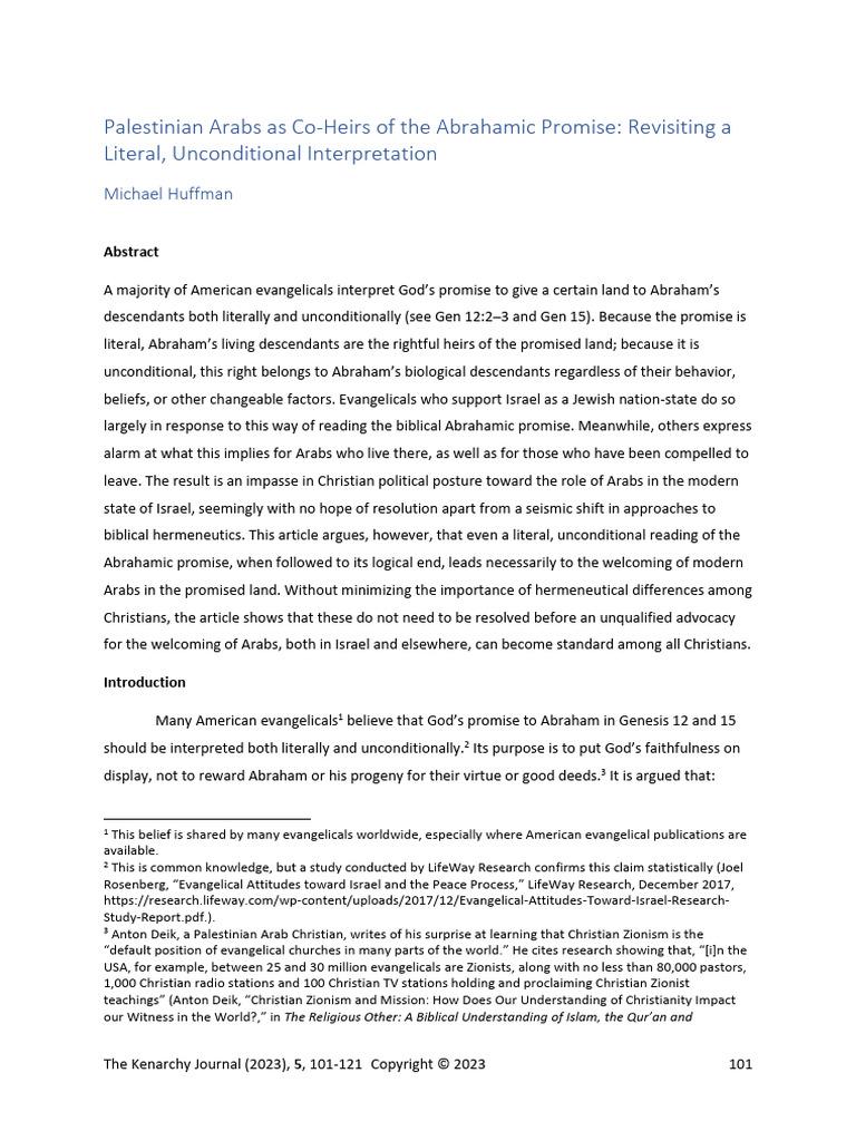 Palestinian Arabs As Co-Heirs of The Abrahamic Promise - Kenarchy - Volume5.5 | PDF | Ishmael ...