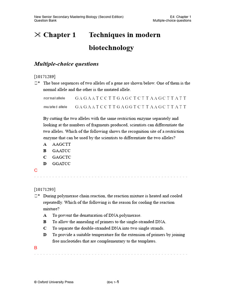 % Chapter 1: Techniques in Modern Biotechnology | PDF | Dna | Primer ...