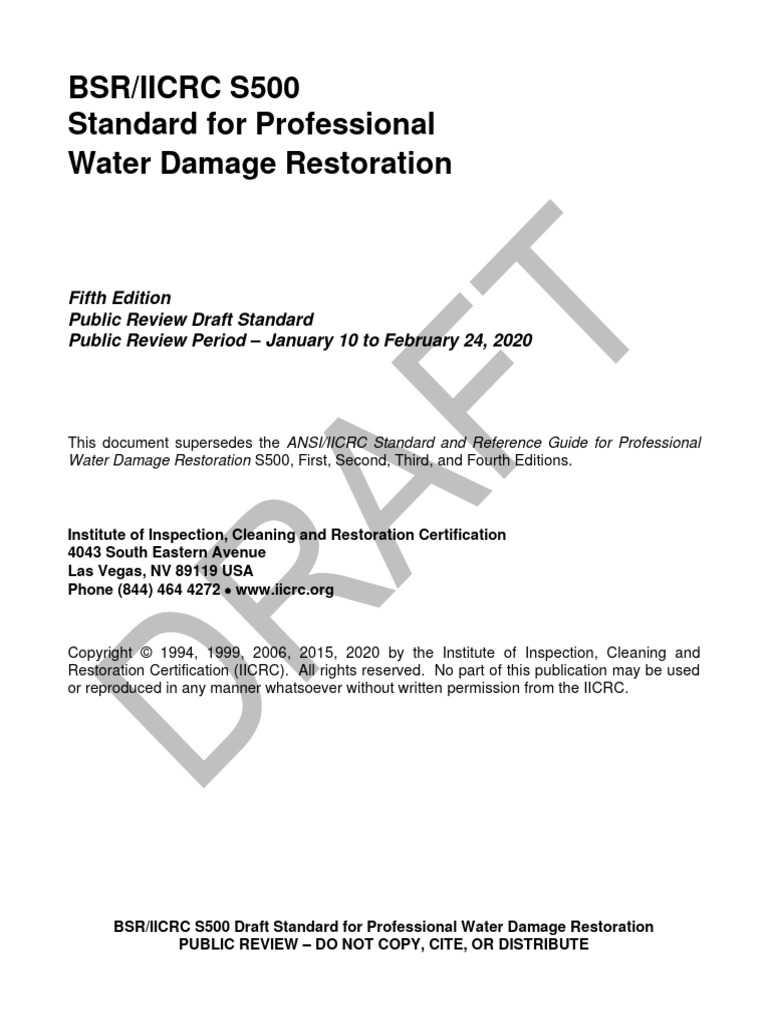 IICRC - S500 - Professional Water Damage Restoration | PDF | Humidity ...