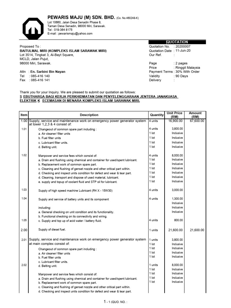 Service and Maintenance of Emergency Power Generator System. | PDF ...