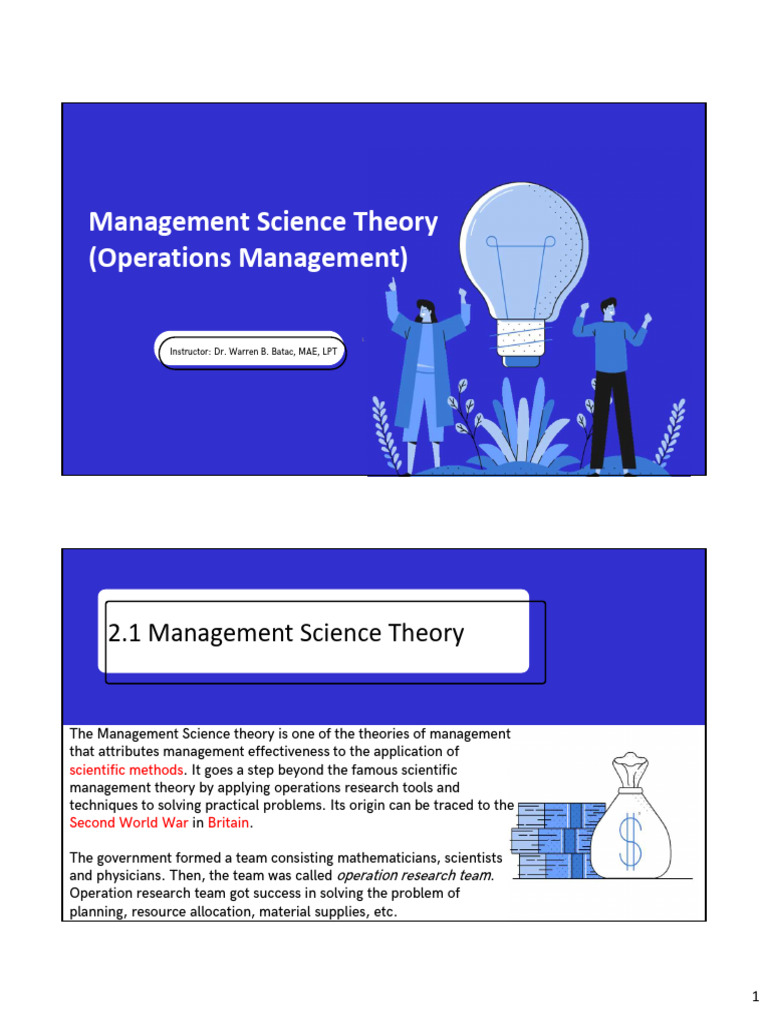 Topic 2 Management Science Theory Operations Management | PDF
