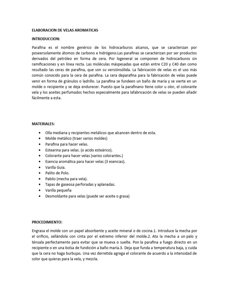 Elaboracion de Velas Aromaticas | PDF Elaboracion de Velas Aromaticas | PDF