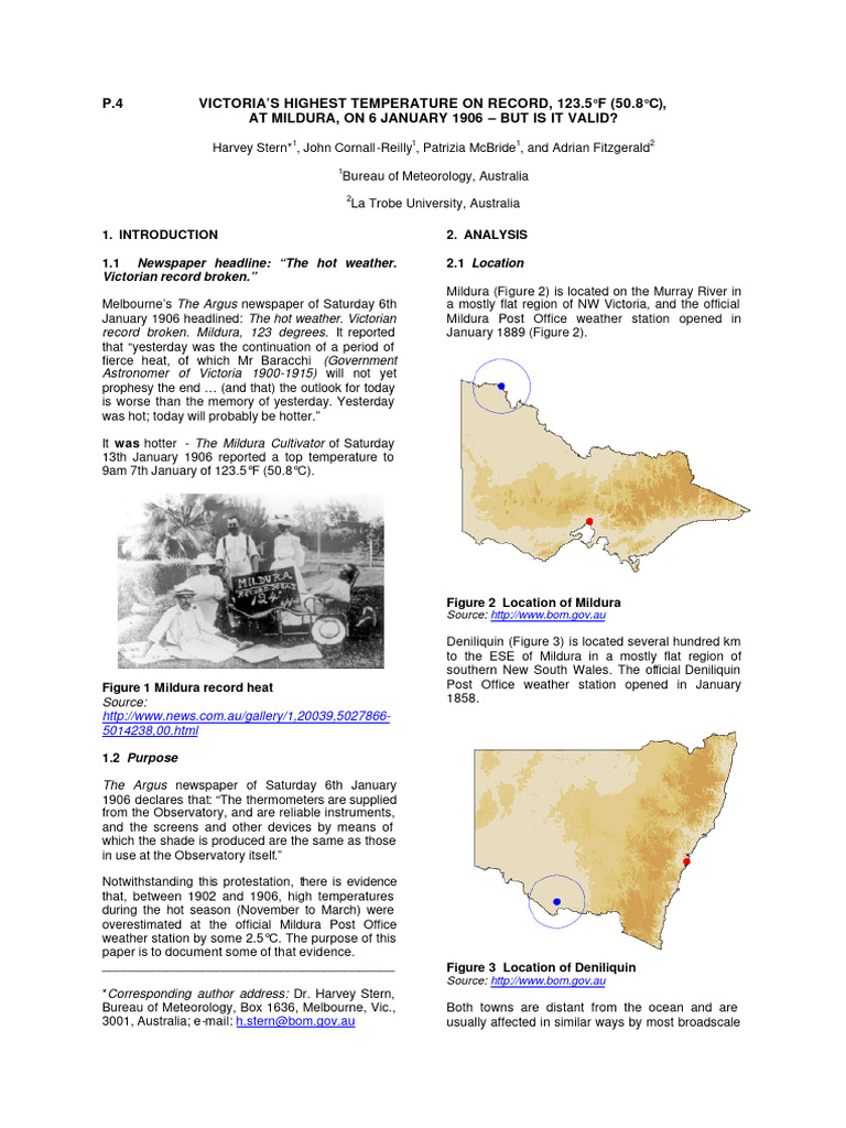 Victoria's Highest Temperature On Record, 123.5°f (50.8°c), at Mildura ...