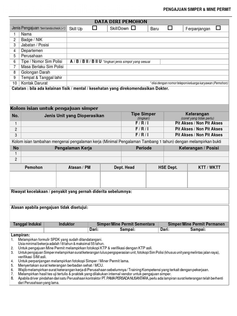 Form Pengajuan Simper | PDF