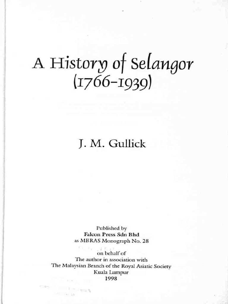 A History of Selangor - J. M. Gullick | PDF
