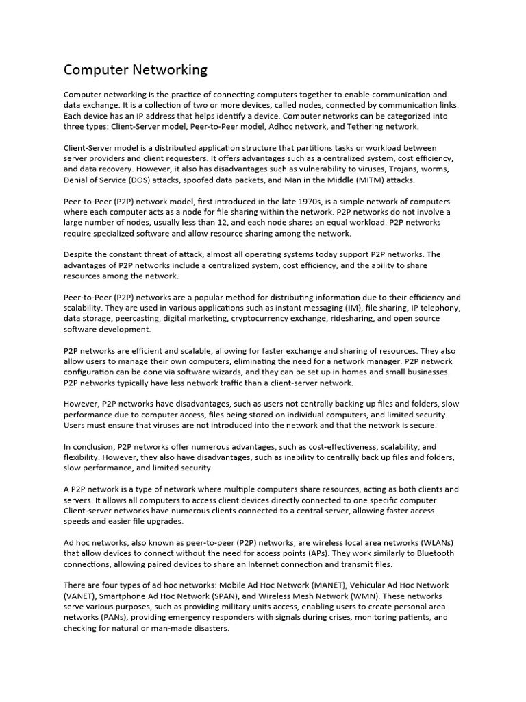 Computer Networks | PDF | Peer To Peer | Computer Network