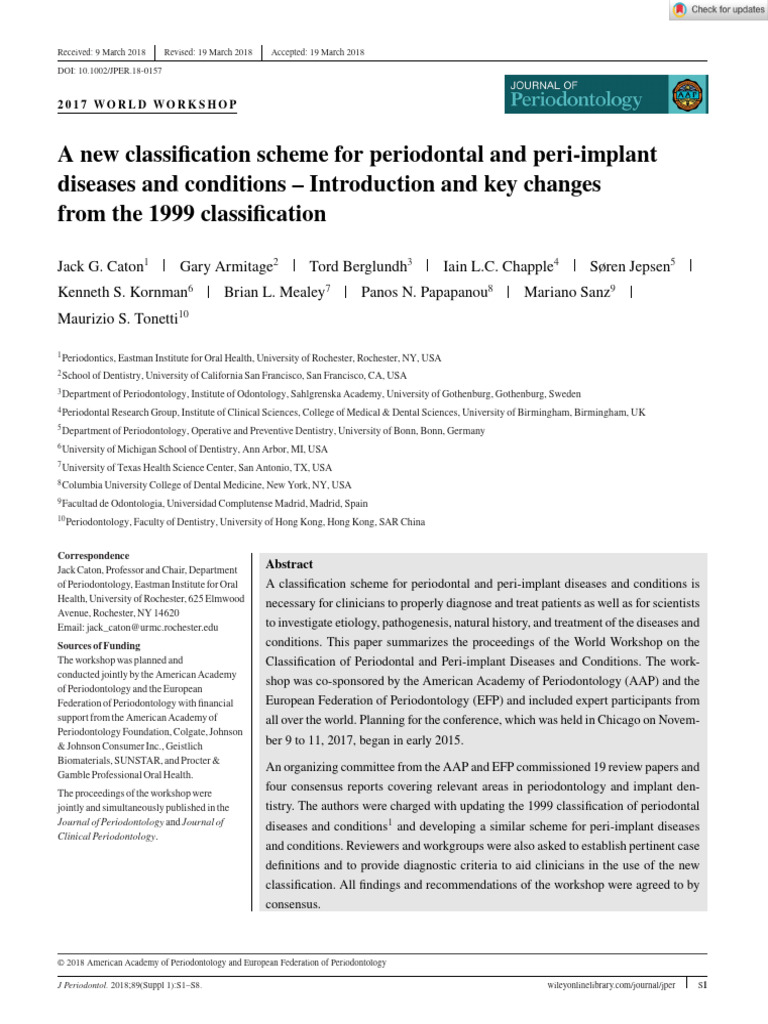 A New Classification Scheme For Periodontal and Peri-Implant Diseases ...